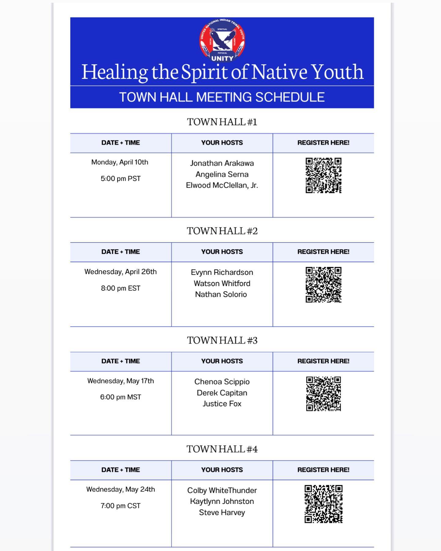 HEALING THE SPIRIT OF NATIVE YOUTH TOWN HALLS – UNITY